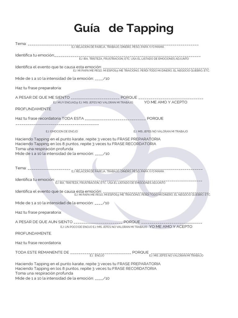 Guia de Tapping | Descargar gratis PDF | Las emociones | Experiencia subjetiva