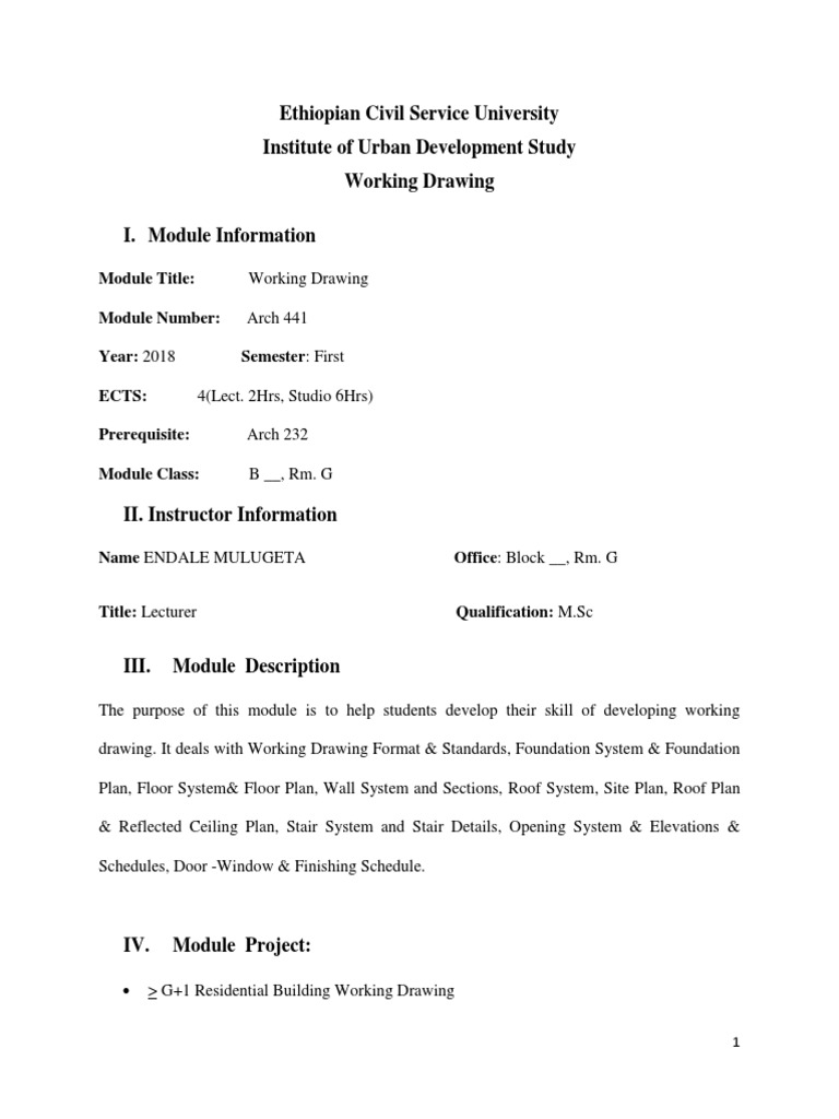 Working Drawing Module | Download Free PDF | Building | Test (Assessment)