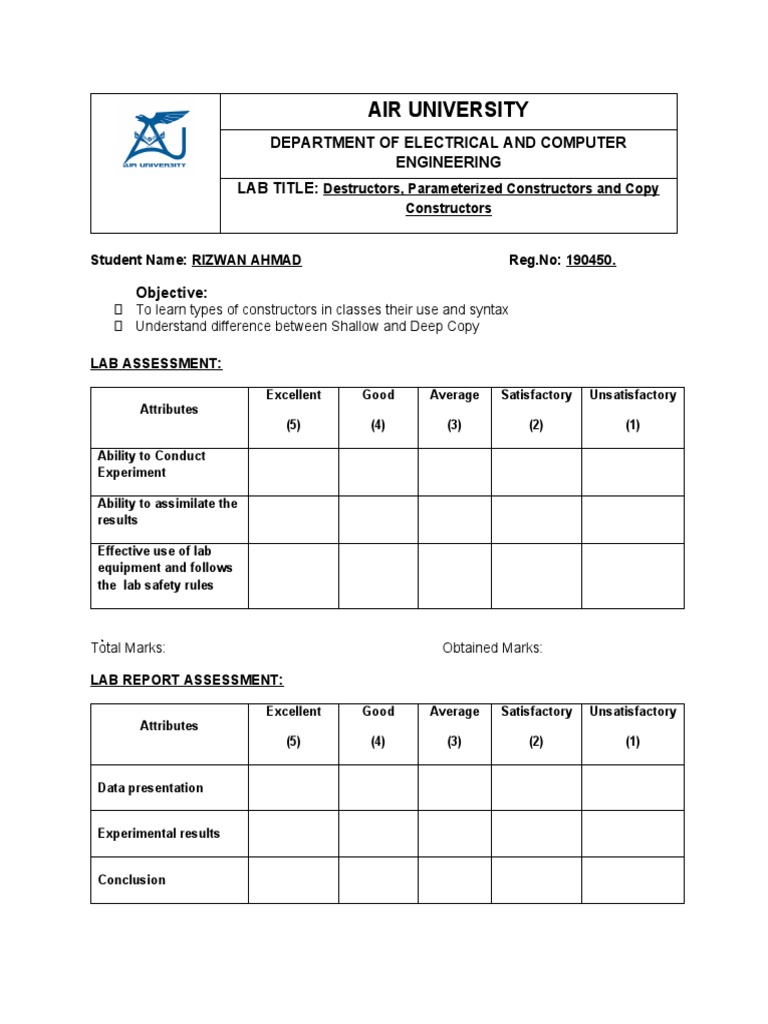 Lab-Report NO 3 | PDF | Constructor (Object Oriented Programming ... Lab-Report NO 3 | PDF | Constructor (Object Oriented Programming ...