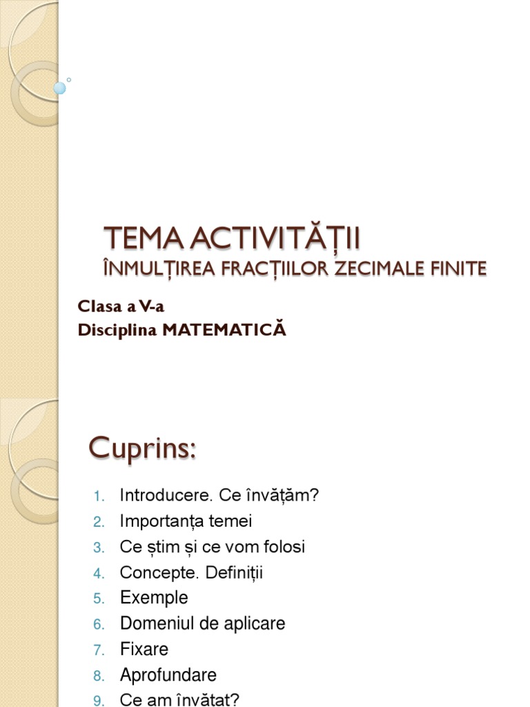 Înmultirea Numerelor Zecimale - Todoran Nicoleta | PDF