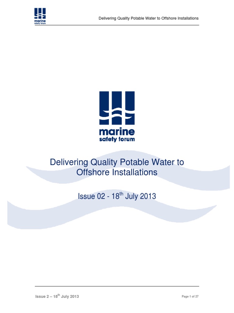 MSF Guidance Delivering Quality PotWater To Offshore Installations 18th ...