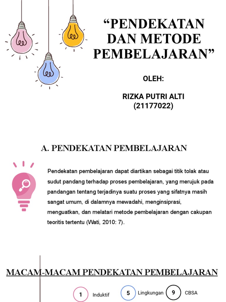 Pendekatan Dan Metode Pembelajaran | PDF | Karier & Perkembangan | Pengembangan Diri
