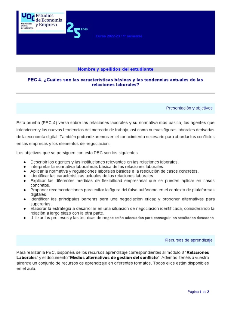Enunciado - PEC4 - 2022 - 1 UOC | PDF