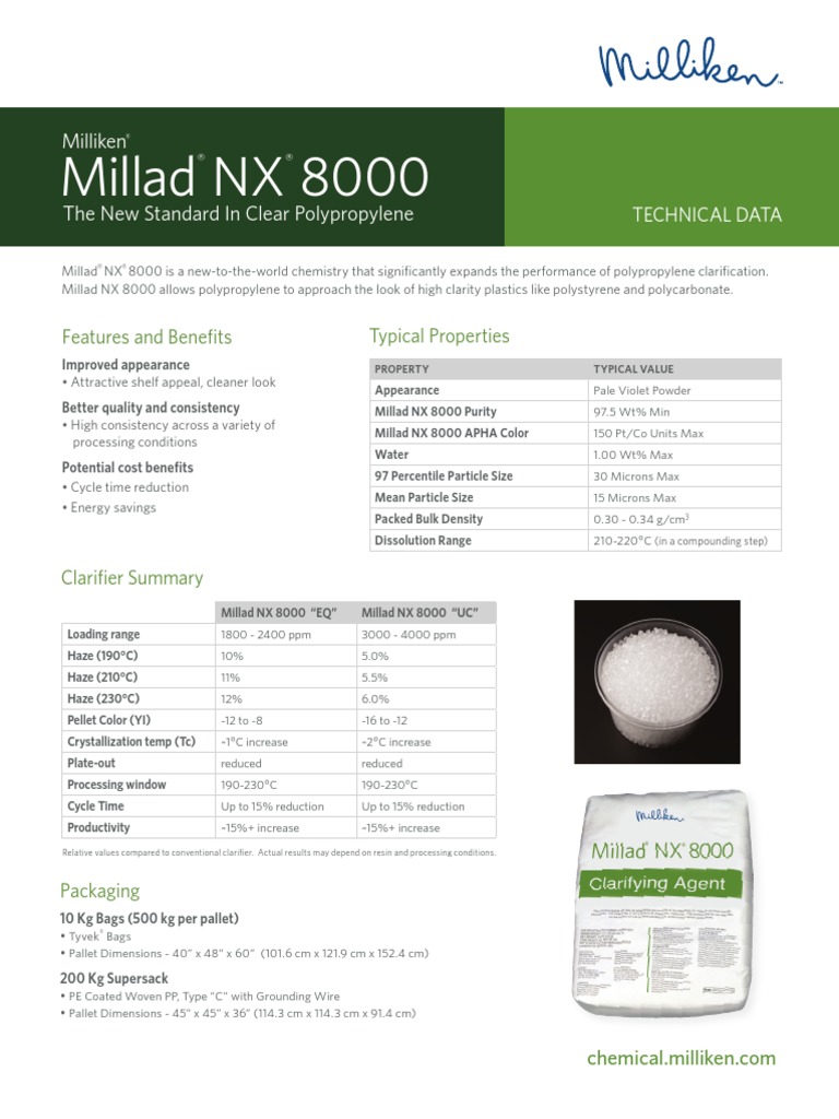 Millad NX 8000 Tds - Updated | PDF | Pallet | Trademark