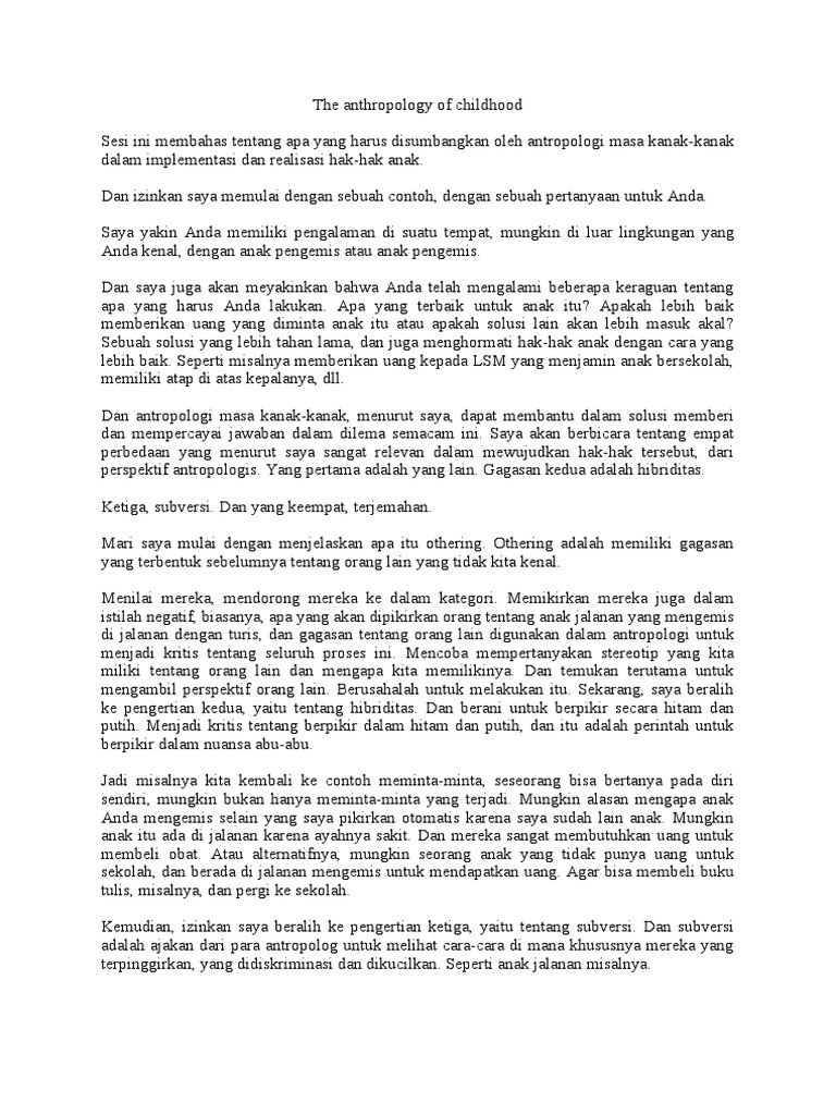 The Anthropology of Childhood Week 3 Part 2 | PDF