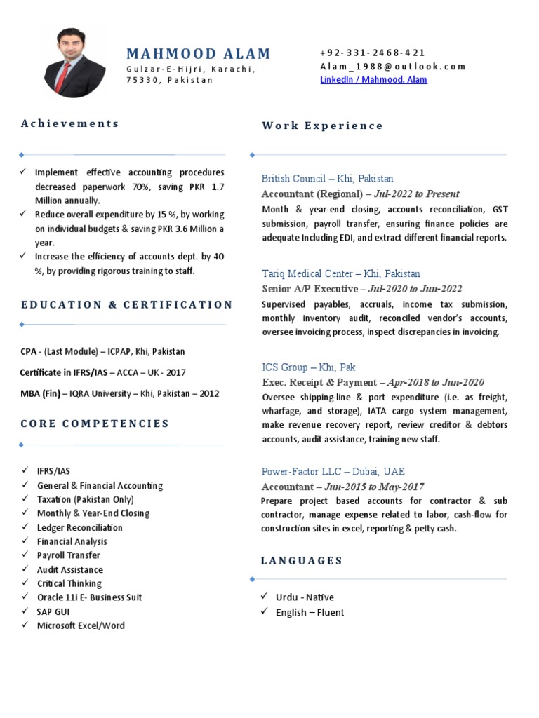 Resume Mahmood | PDF | Accounting | Taxes