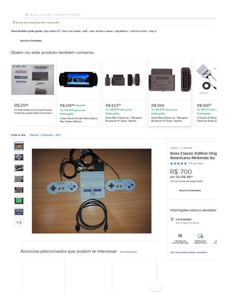 Snes Classic Edition Original Americano Nintendo Su - MercadoLivre ...