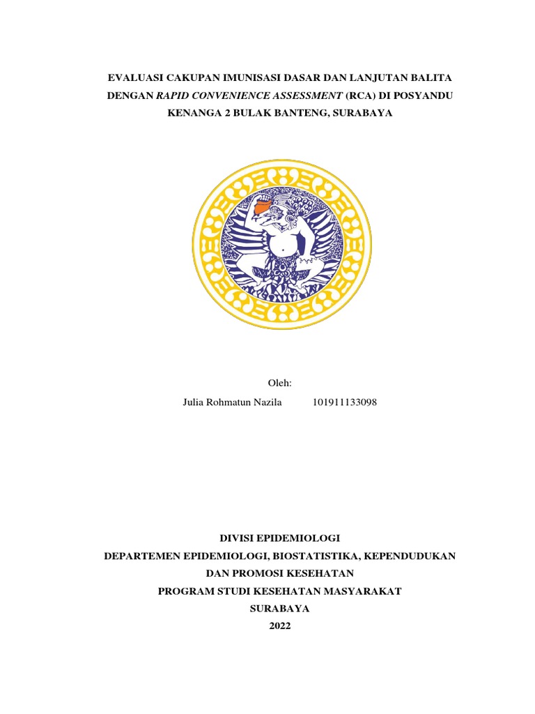 Laporan Evaluasi Cakupan Imunisasi Dasar Dan Lanjutan Baduta Dengan RCA Di Posyandu Kenanga 2 ...