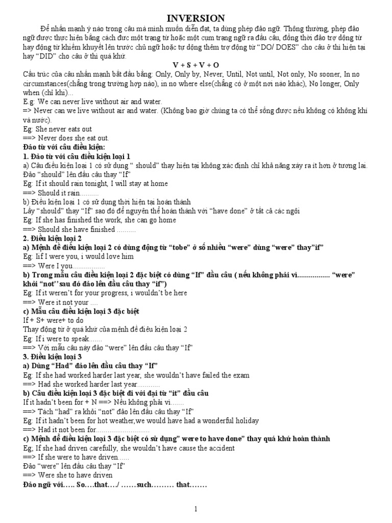 Dao Ngu Inversion Exercises Keys Đã S A | PDF