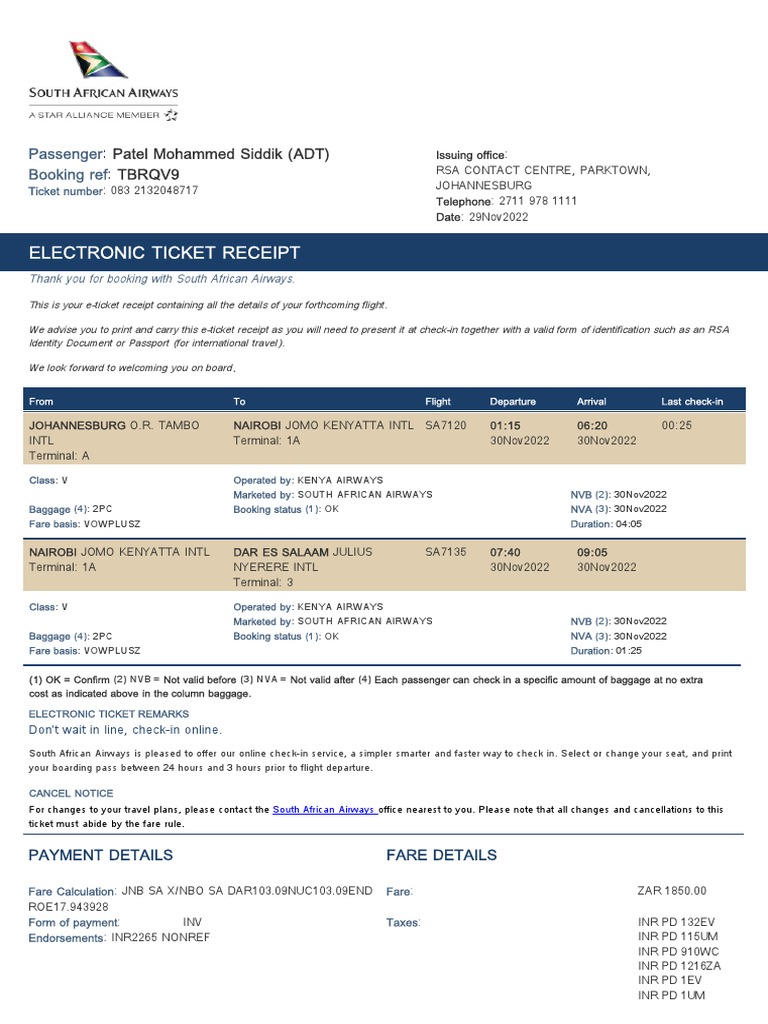 Your Electronic Ticket-EMD Receipt | PDF | Baggage | Travel Visa