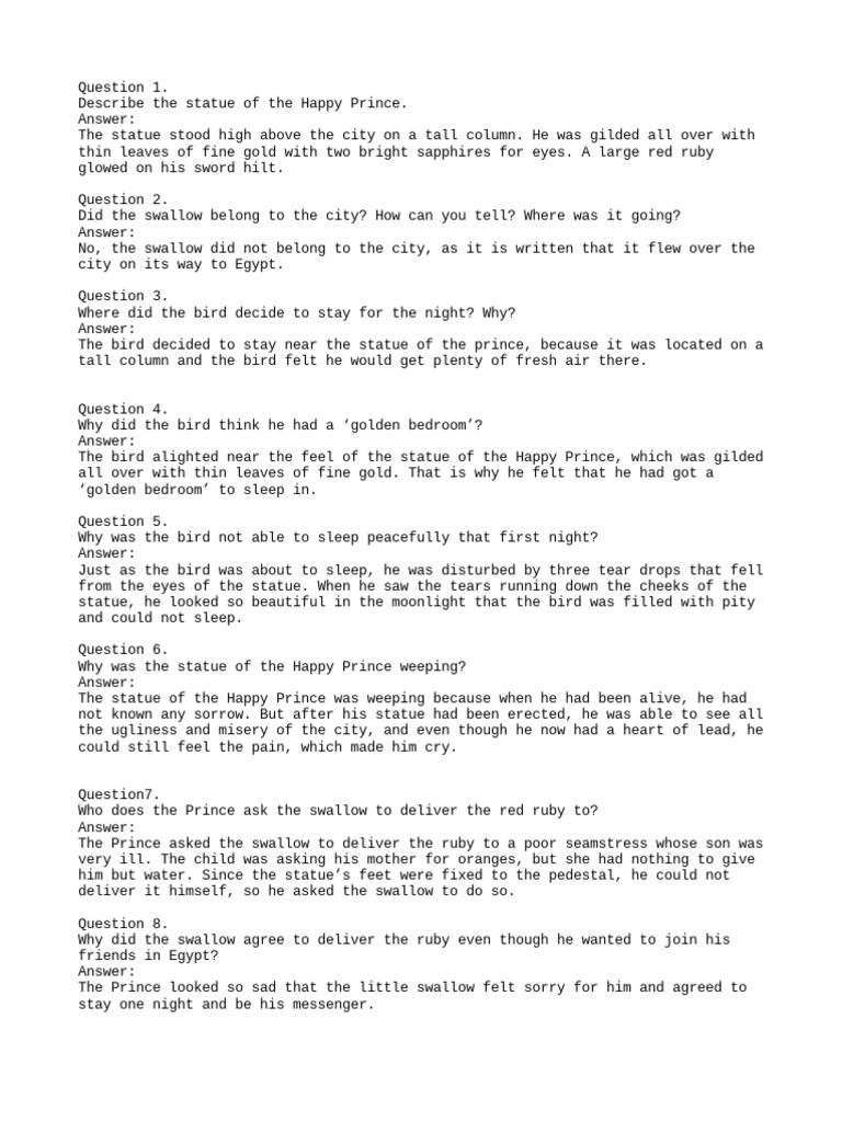 The Happy Prince | PDF | The Happy Prince And Other Tales