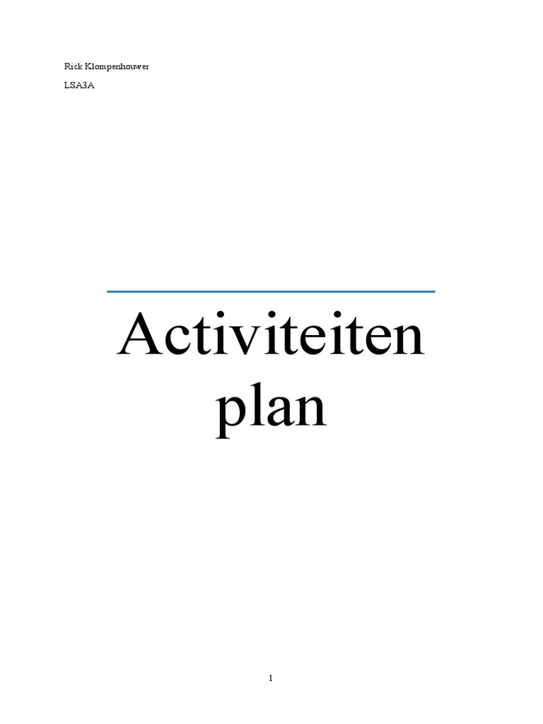 Activiteitenplan Goede | PDF