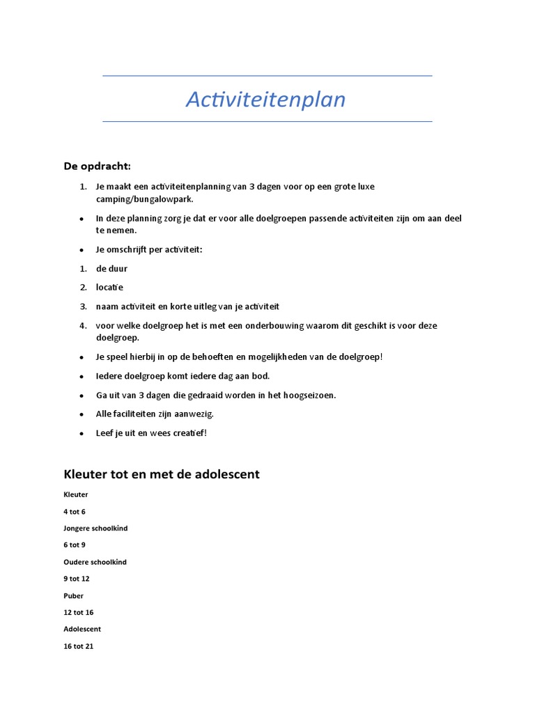 Activiteitenplan | PDF