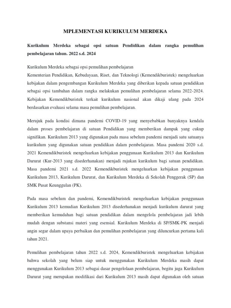 Mplementasi Kurikulum Merdeka | PDF
