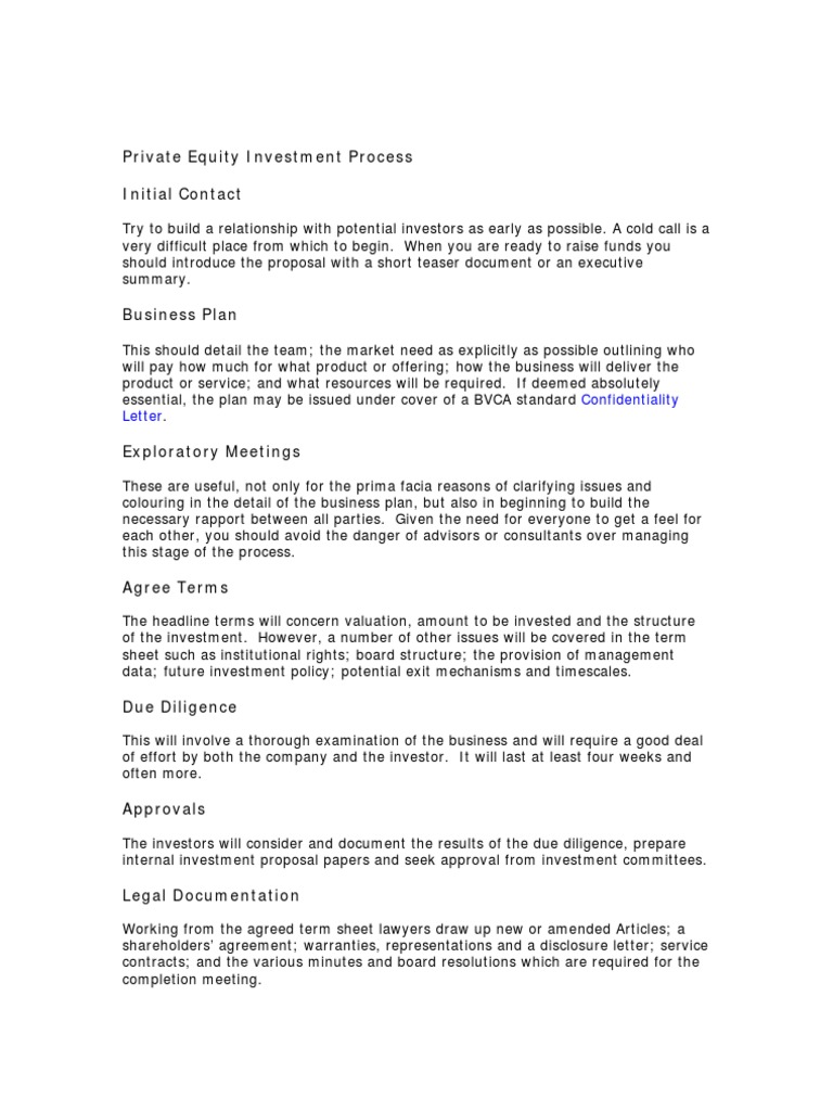 Private Equity Investment Steps Guide | PDF | Business