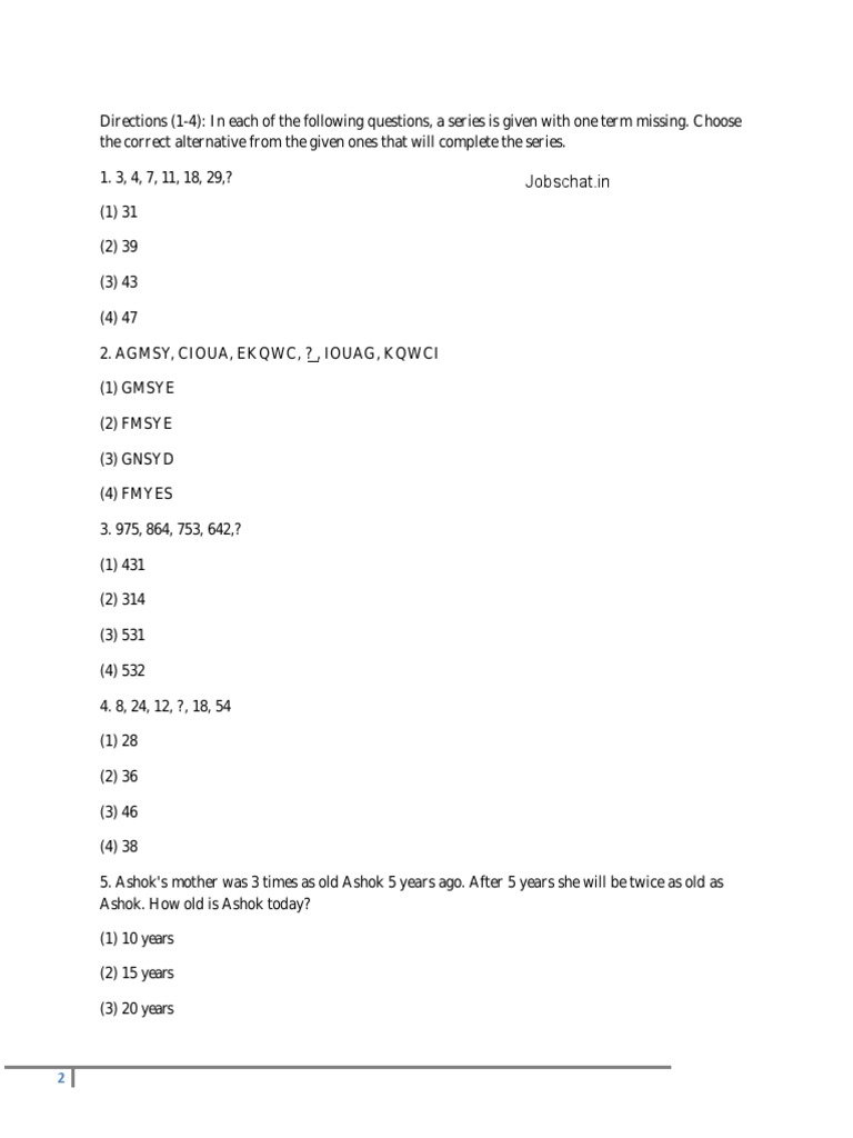 SSC General Intelligence Practice Set | PDF | Games & Activities ...