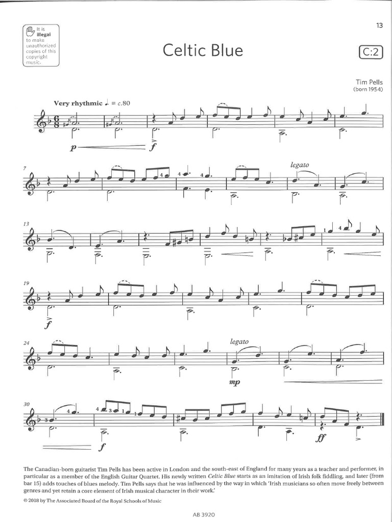 ABRSM Guitar Exam Pieces Grade 3 Celtic Blue | PDF