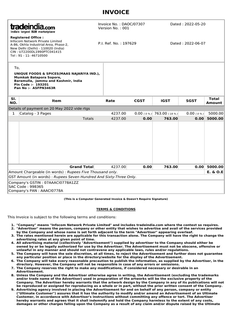 Invoice2022 2023 07307 001 | Download Free PDF | Damages | Advertising