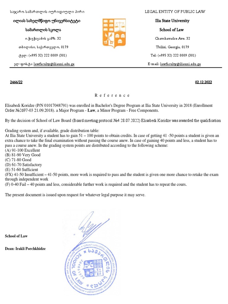 Grading Scale Explanation | PDF