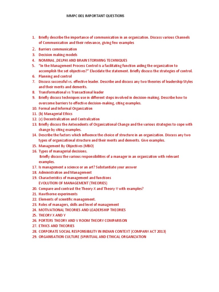MMPC 001 Important Questions | PDF