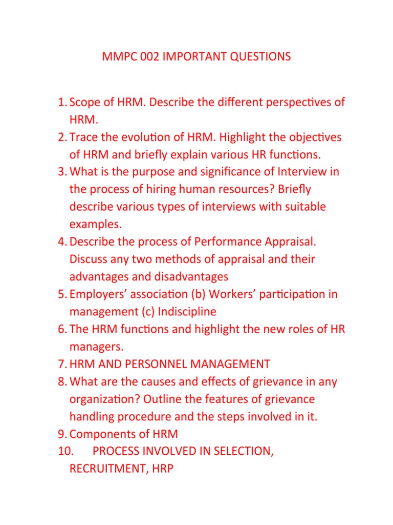MMPC 002 Important Questions | PDF