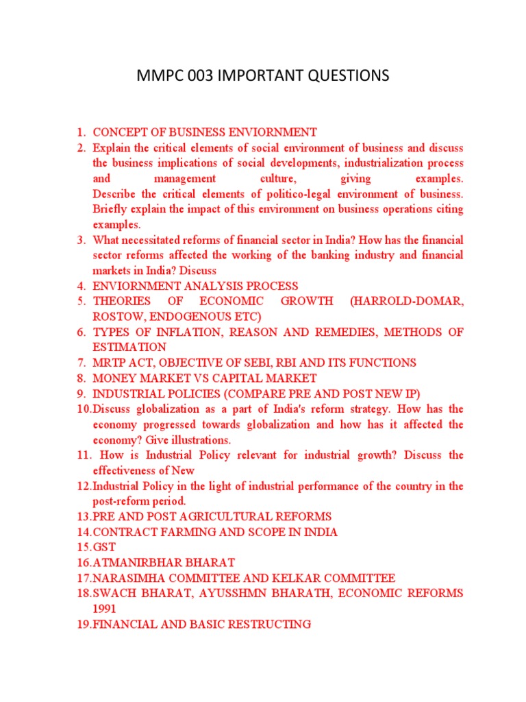 MMPC 003 Important Questions | PDF