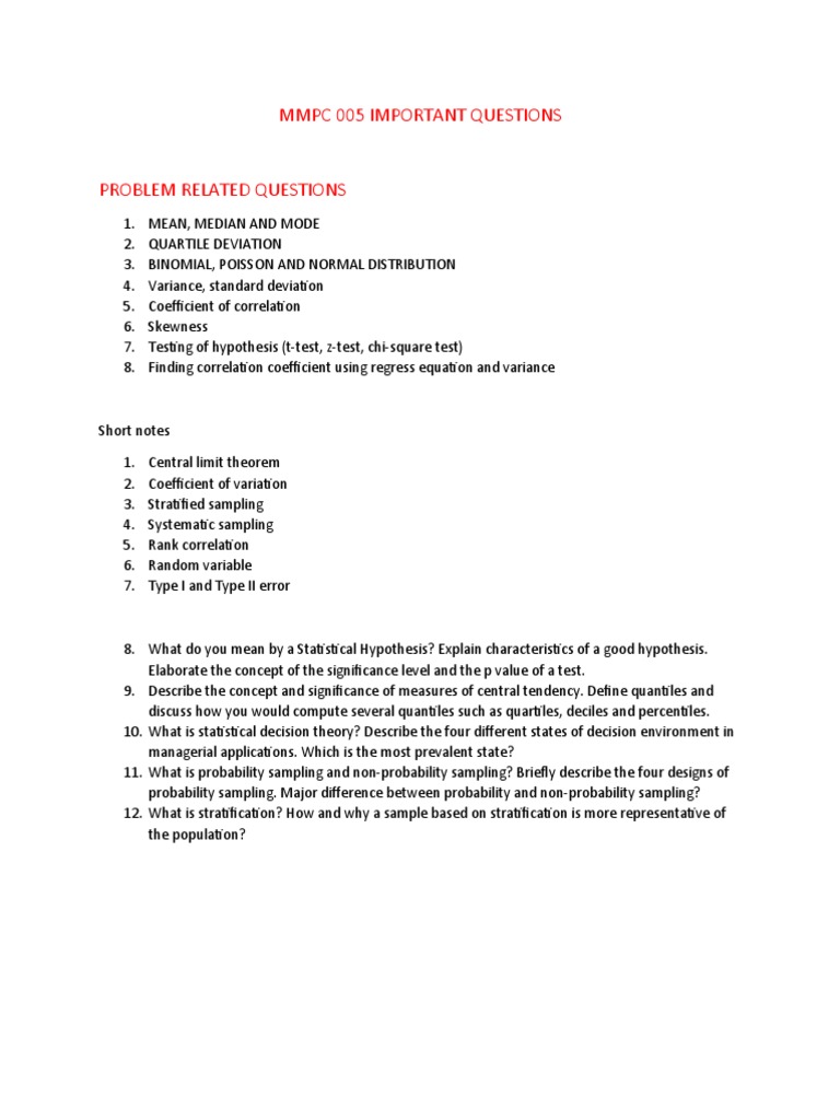 MMPC 005 Important Questions | PDF
