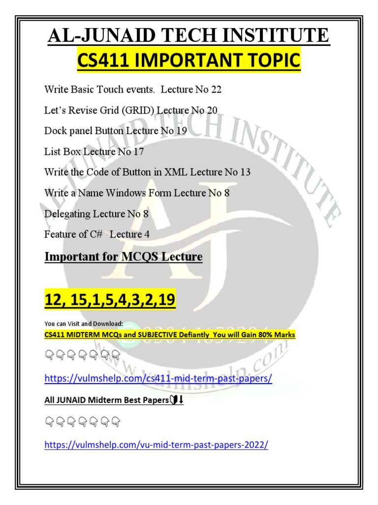 CS411 Important Topic by JUNAID | PDF | Extensible Application Markup Language | Programming