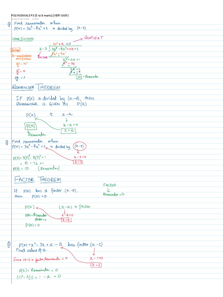 POLYNOMIALS A Levels | PDF