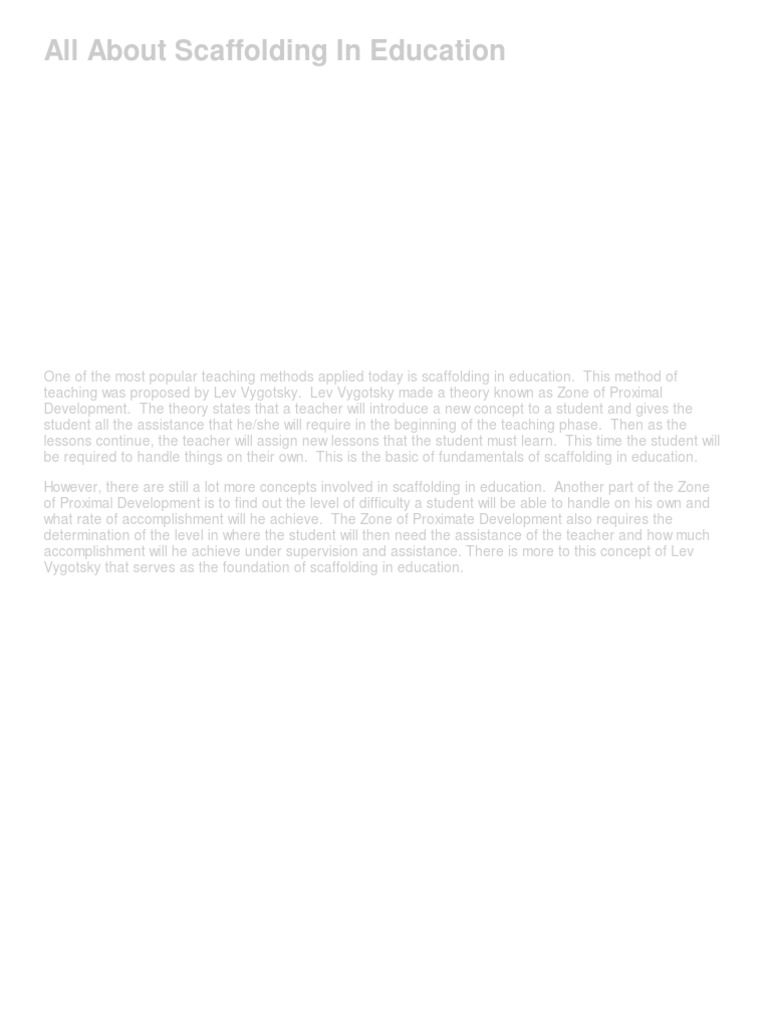 All About Scaffolding in Education | PDF | Neuropsychological ...