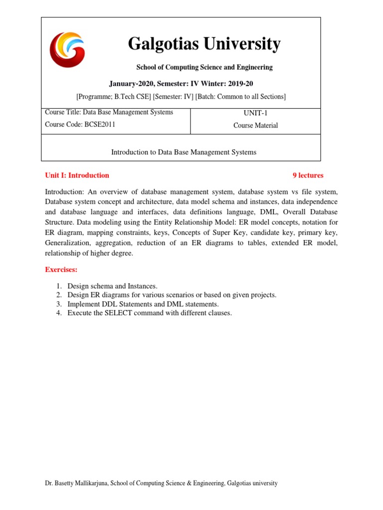 Unit 1 | PDF | Databases | Relational Database Unit 1 | PDF | Databases | Relational Database