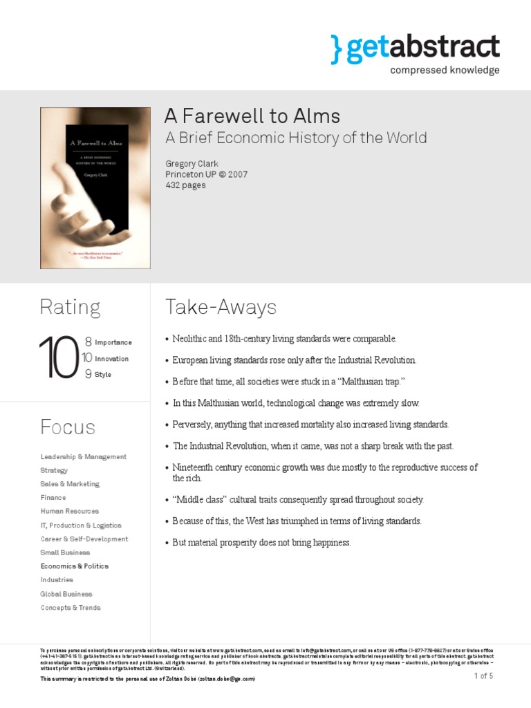 10 A Farewell To Alms Clark en 9377 | PDF | Economic Growth ...