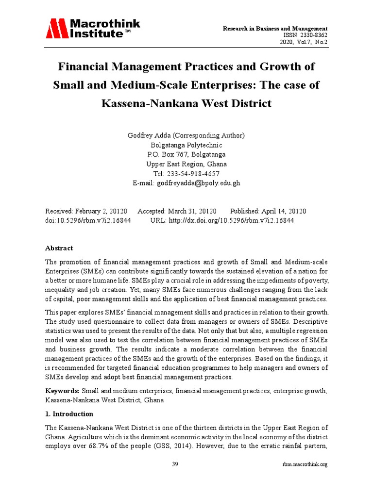 Financial Management Practices and Growth of Small | PDF | Errors And ...