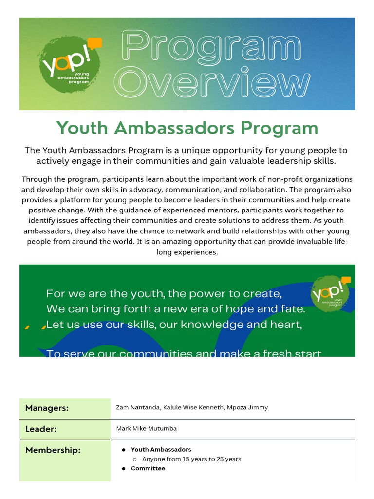 YAP Program Overview - Compressed | PDF | Leadership | Target Audience
