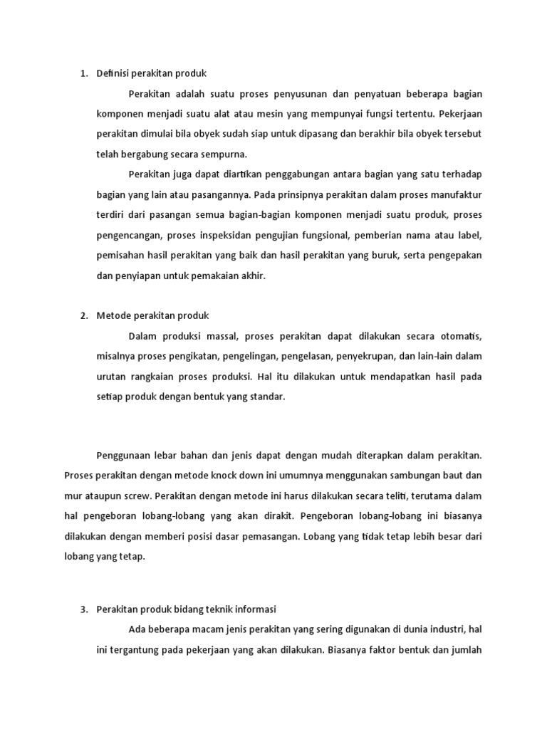 Definisi Perakitan Produk | PDF