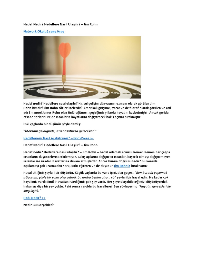 Hedef Nedir - Jim Rohn | PDF