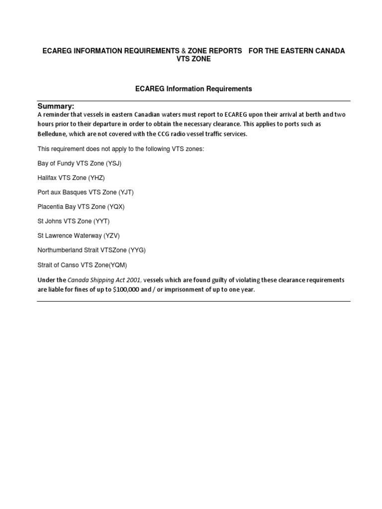 Ecareg Reporting Requirements | PDF | Ships | Freight Transport