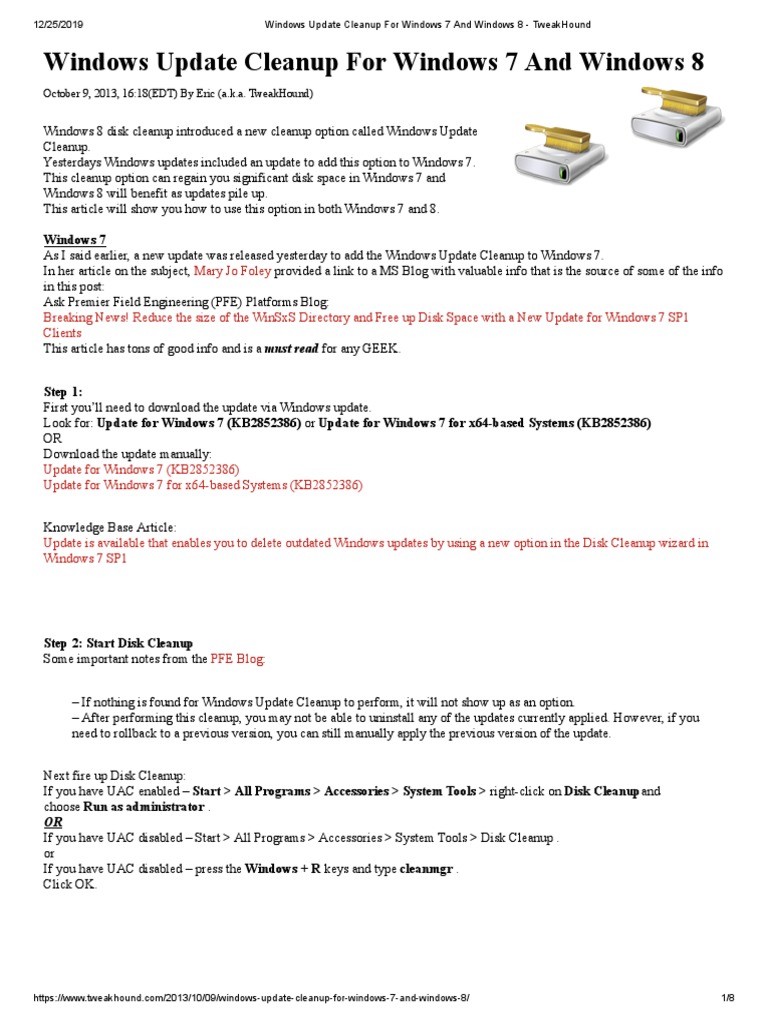 Windows Update Cleanup Guide for Windows 7 & 8 | PDF | Windows 7 ...
