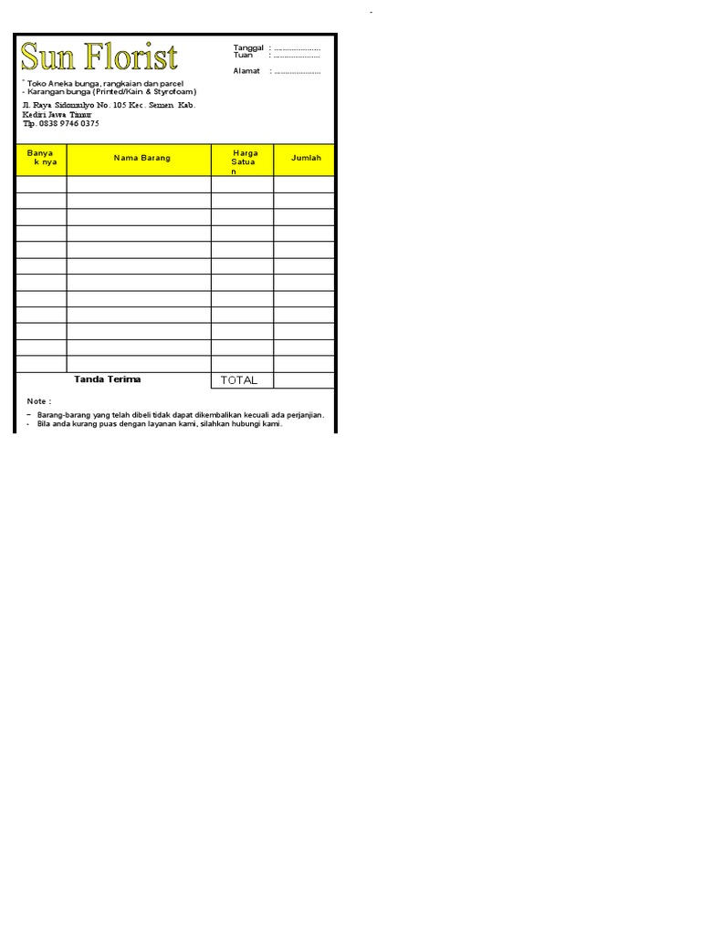 Contoh Nota Toko Sederhanadoc | PDF