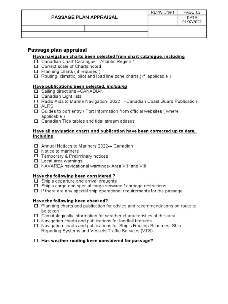 Appraisal Checklist | PDF | Navigation | Shipping