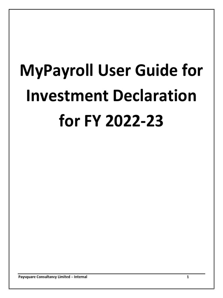 MyPayroll Investment Declaration Guide 2022-23 | PDF | Loans | Taxes
