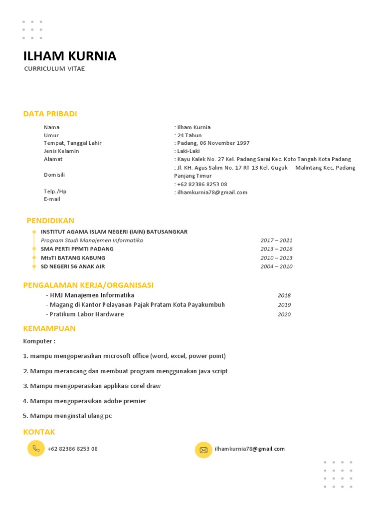 CV Ilham Kurnia | PDF