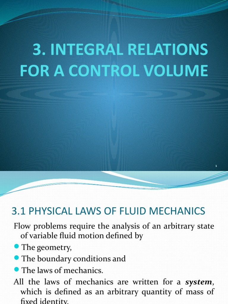 Integral Relations For A Control Volume | PDF | Fluid Dynamics | Momentum