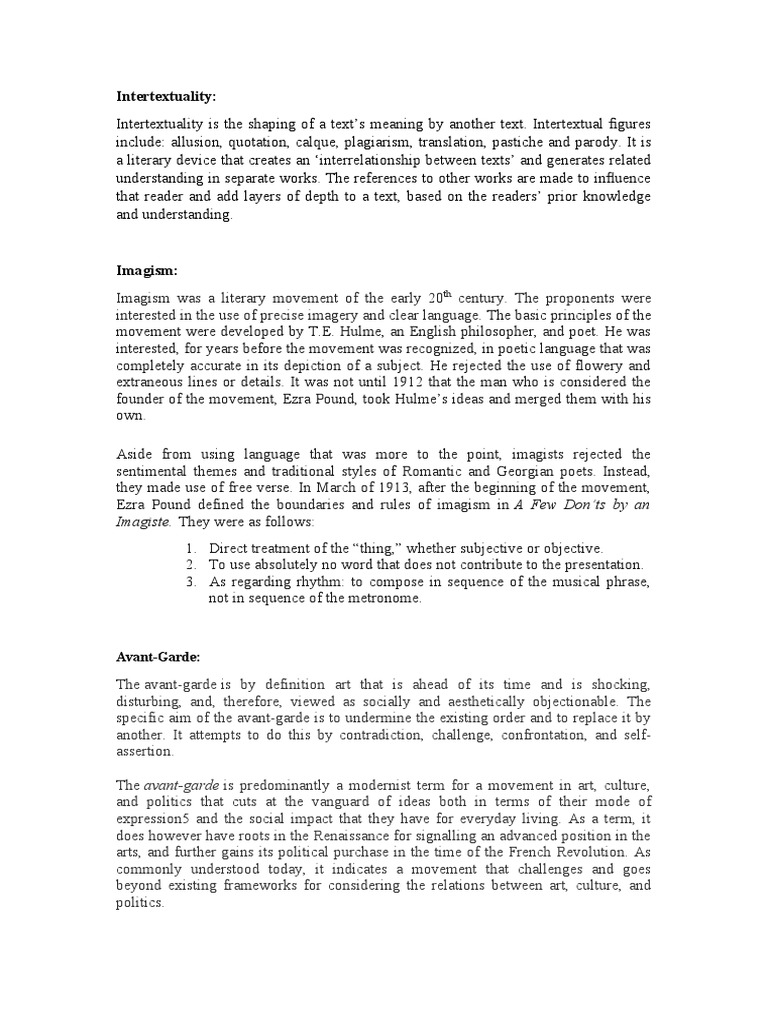 Intertextuality | PDF | Avant Garde | Poetry