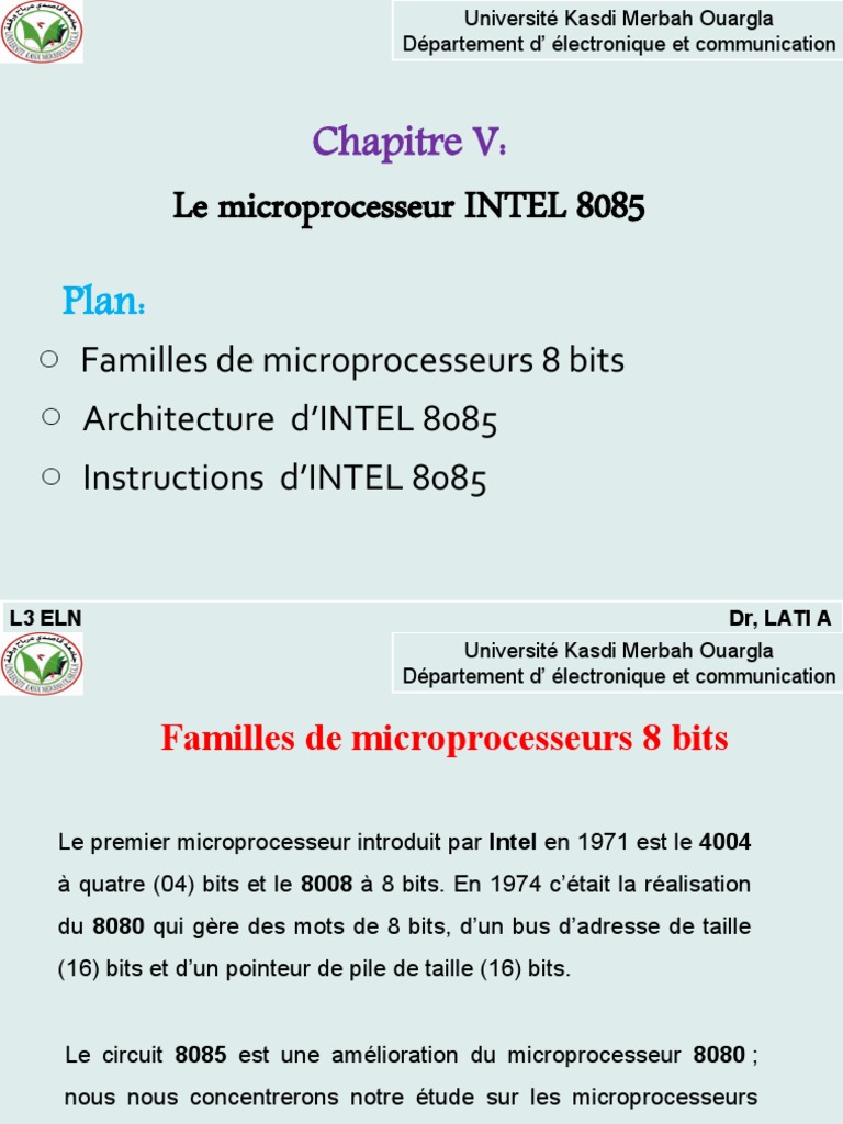 INTEL 8085 : Architecture et Instructions | PDF | Microprocesseur | Biens manufacturés