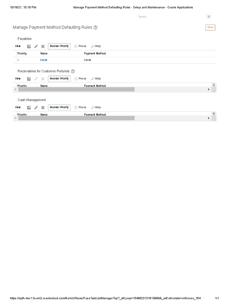 Manage Payment Method Defaulting Rules | PDF