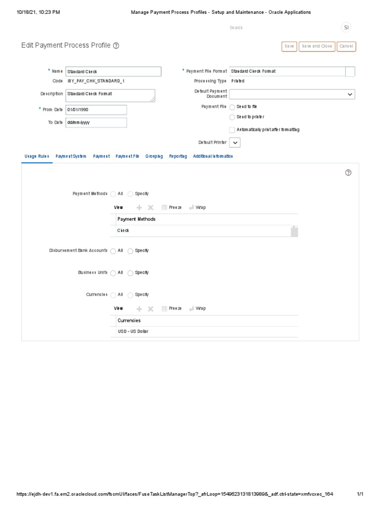 Oracle Payment Profile Setup Guide | PDF | Cheque | Payments