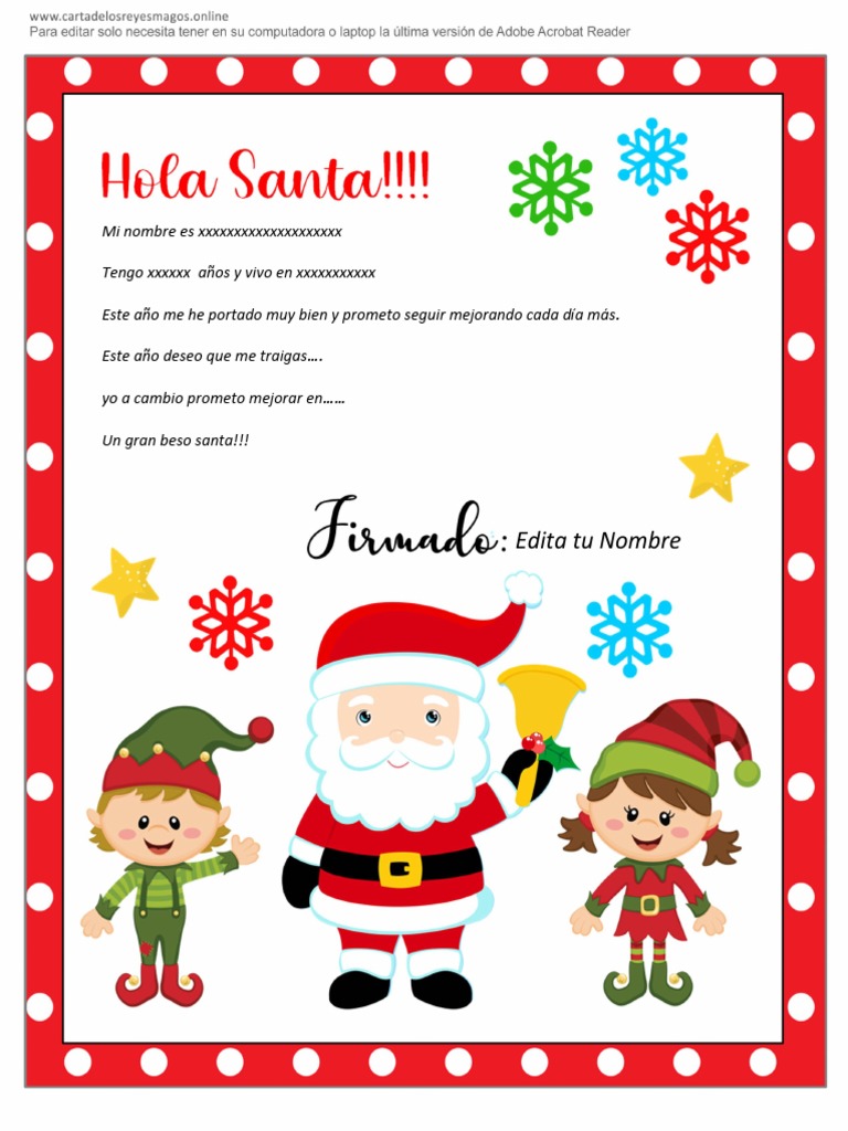 Carta a Santa Claus de un niño contando detalles personales y deseos ...