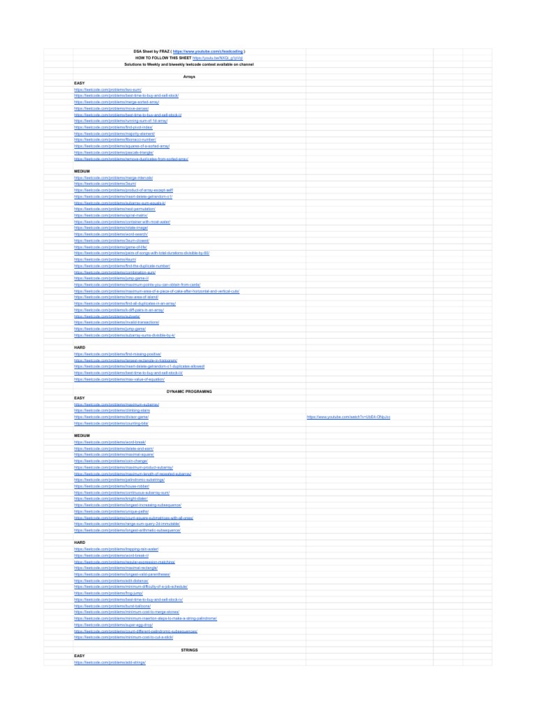 Leetcode DSA Sheet by Fraz | PDF | Applied Mathematics | Computer Data