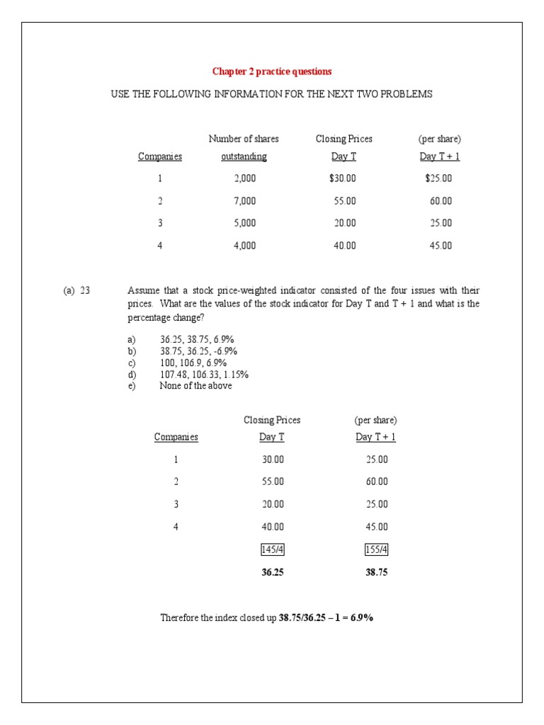 Chapter 2 Questions and Answers | PDF | Stock Market Index | Bonds (Finance)